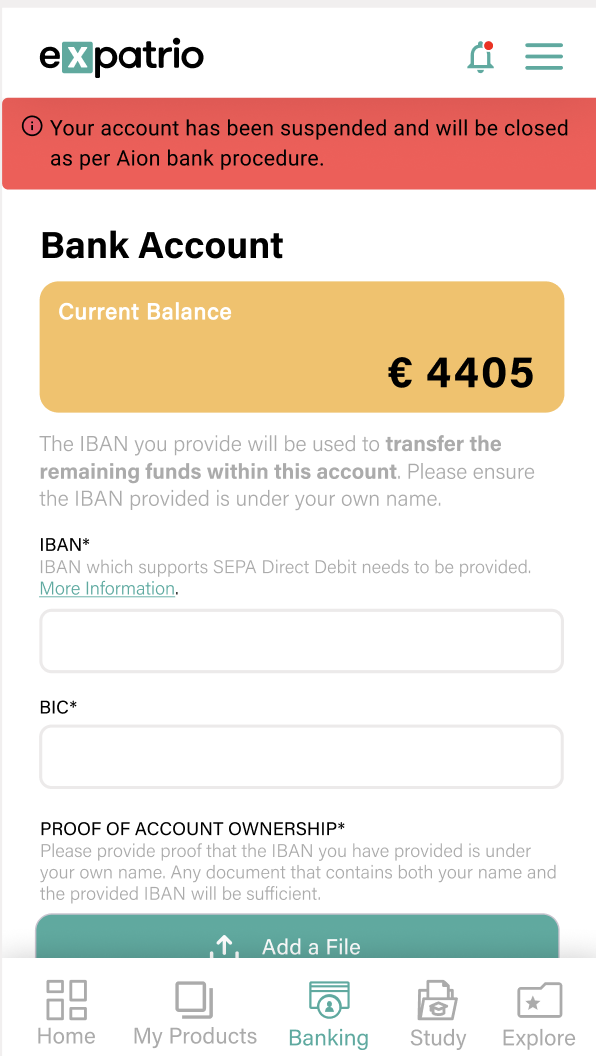 How is the bank account suspension process? – Expatrio Help Center